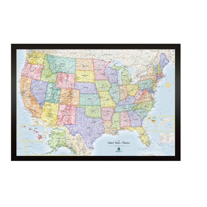 Home Magnetics Framed Magnetic Travel USA Map & Reviews | Wayfair