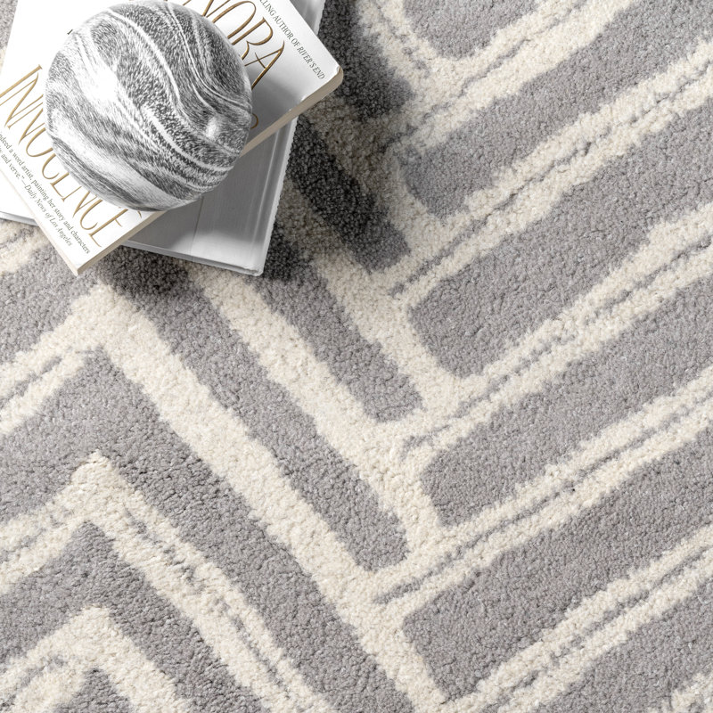 Corrigan Studio® Laub Chevron Handmade Tufted Wool Beige/Gray Area Rug ...