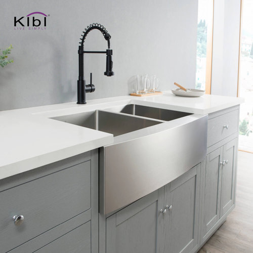 KIBI USA KIBI 22'' W Double Bowl Stainless Steel Kitchen Sink & Reviews ...