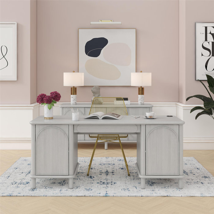 CosmoLiving by Cosmopolitan Selena Double Pedestal Desk | Wayfair