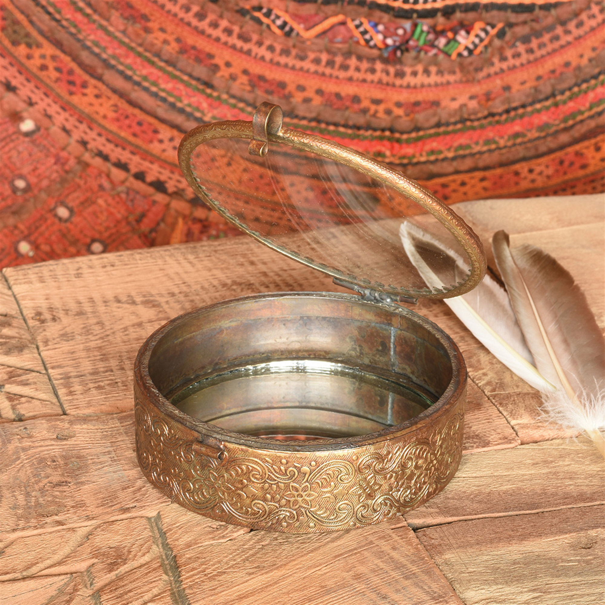 World Menagerie Mirrored Round Jewelry Box | Wayfair