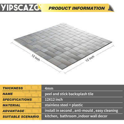 Yips 12" x 12" Peel & Stick Subway Tile | Wayfair