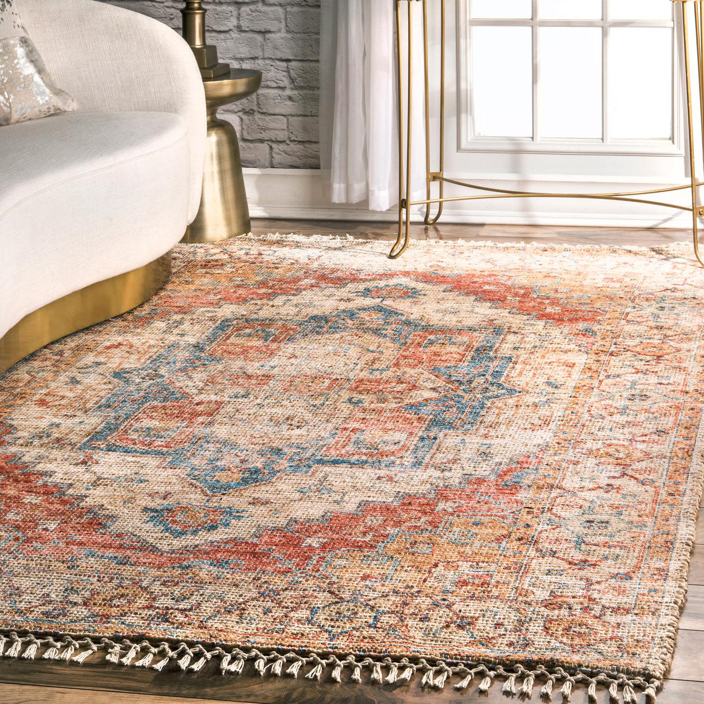 World Menagerie Demetri Oriental Orange/Blue Area Rug & Reviews | Wayfair