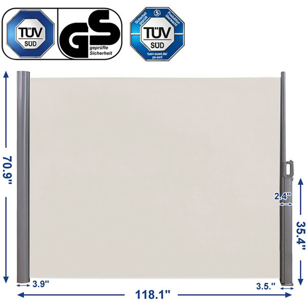 Sol 72 Outdoor™ Madalynn Sol 72 Outdoor™ 118.1" W Manual Side Awning in ...