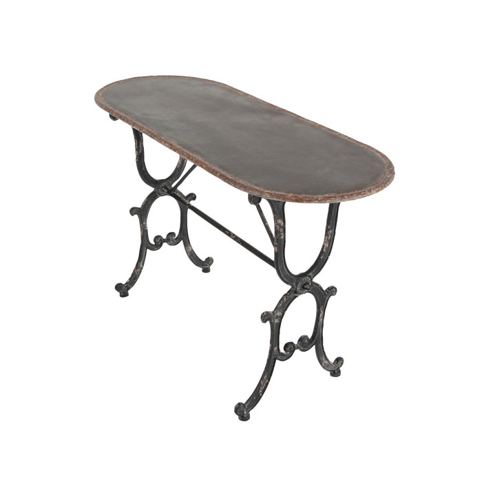 Gracie Oaks Crestline Gray Metal Console Table with Distressed Accents ...