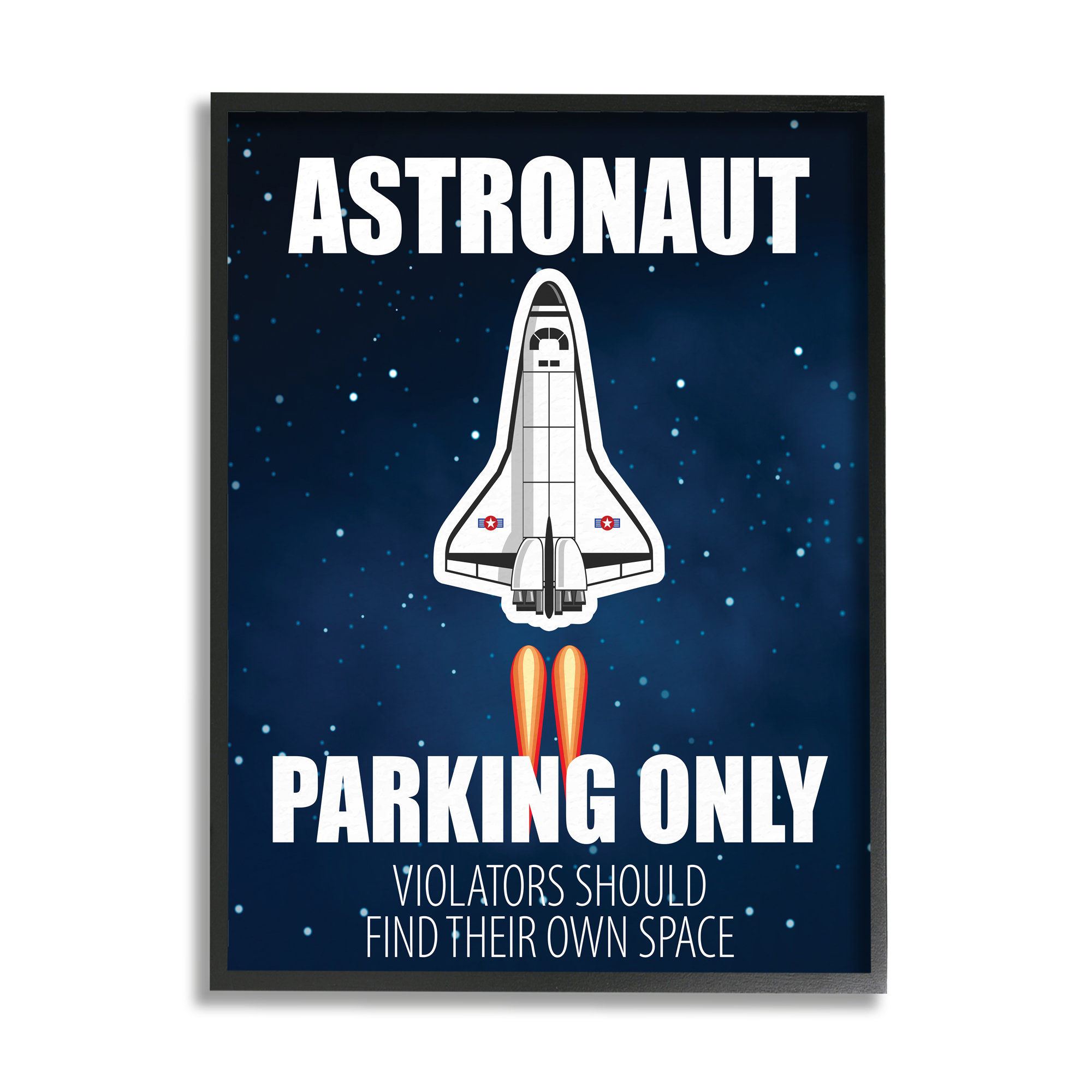 Stupell Industries Astronaut Parking Only Sign Kids' Space Jet Humor by ...