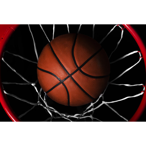 Ebern Designs Ball Inside A Basketball Hoop - Wrapped Canvas Photograph ...