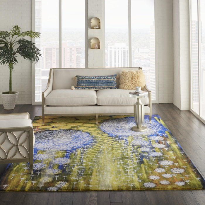 Ebern Designs Benbrook Tufted Yellow/Blue Rug | Wayfair.co.uk