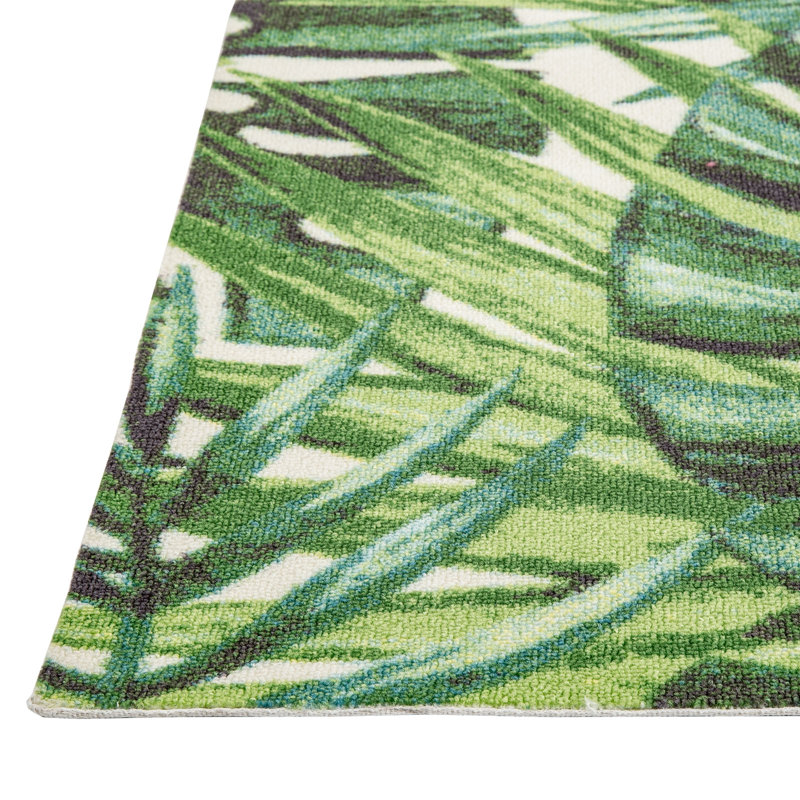 DECOMALL SUNSHINE Tropical Plants Outdoor Rugs Green | Wayfair