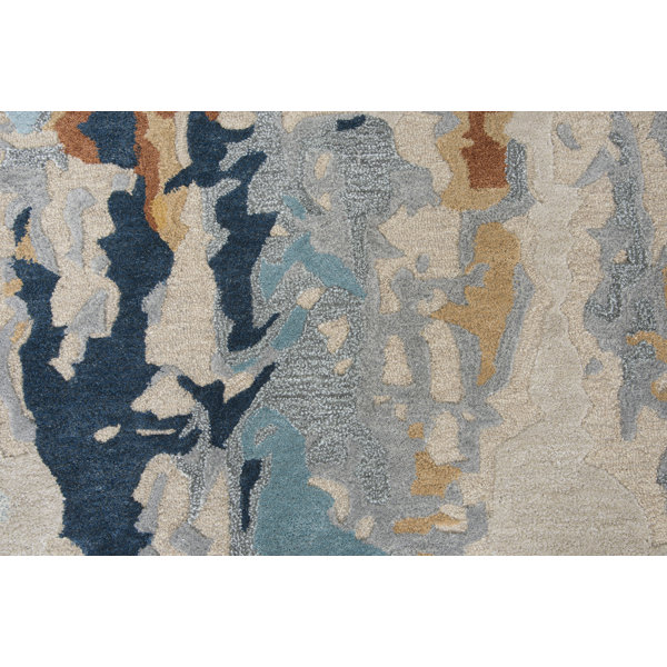 Corrigan Studio® Starks Abstract Hand-Tufted Wool Blue/Beige Area Rug ...