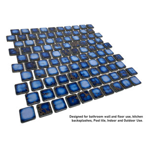 TENEDOS Calacatta Blue Porcelain Square Brick Mosaic Floor and Wall ...