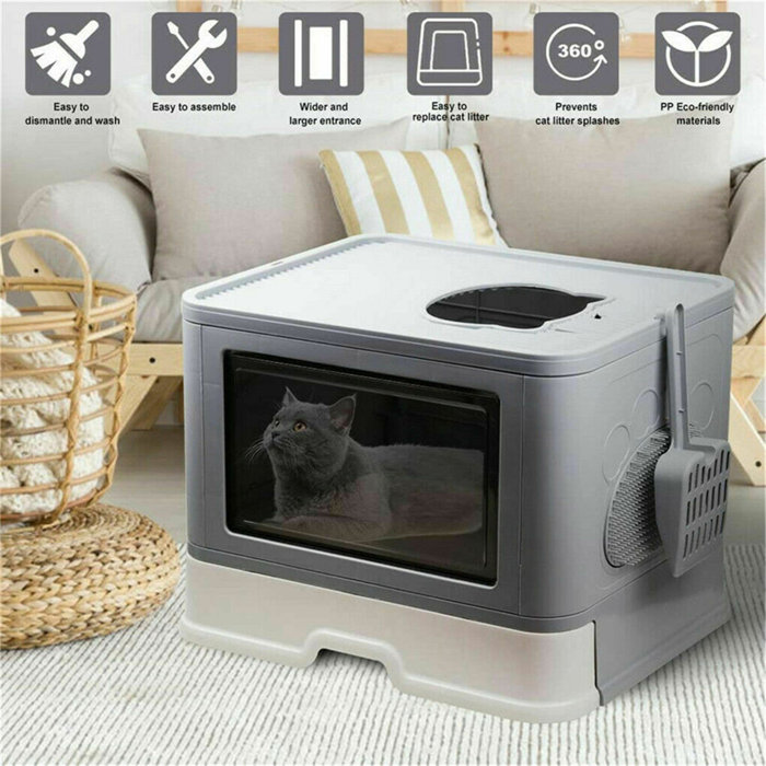 Tucker Murphy Pet™ Wide Entry Jumbo Foldable Cat Litter Box & Reviews ...