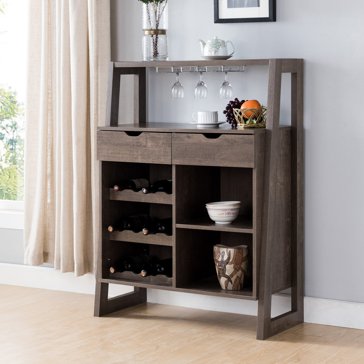 Ebern Designs Anjanique Office Home Bar with Wine Storage | Wayfair