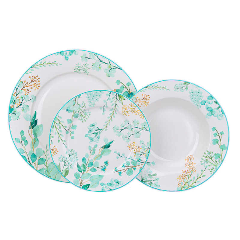 STP Goods Mint Leaves Bone China Dinnerware Set - Service for 4 | Wayfair