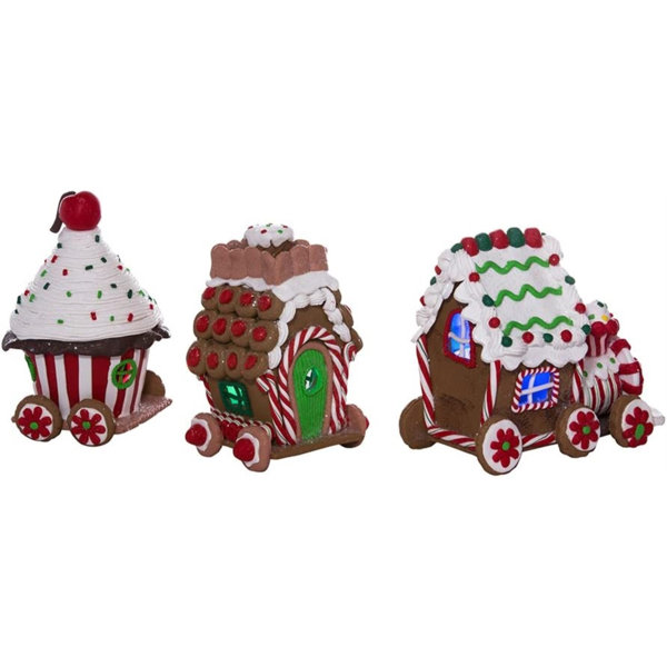 Kurt Adler Claydough 3 Piece 3D LED Gingerbread Train Set & Reviews ...
