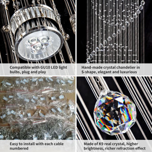 Everly Quinn Bryony 9 - Light Glass Dimmable Tiered Chandelier ...