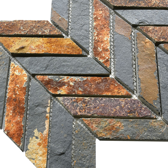 Mosaic Kitchen 1.2" x 4.2" Herringbone Slate Mosaic Wall & Floor Tile ...