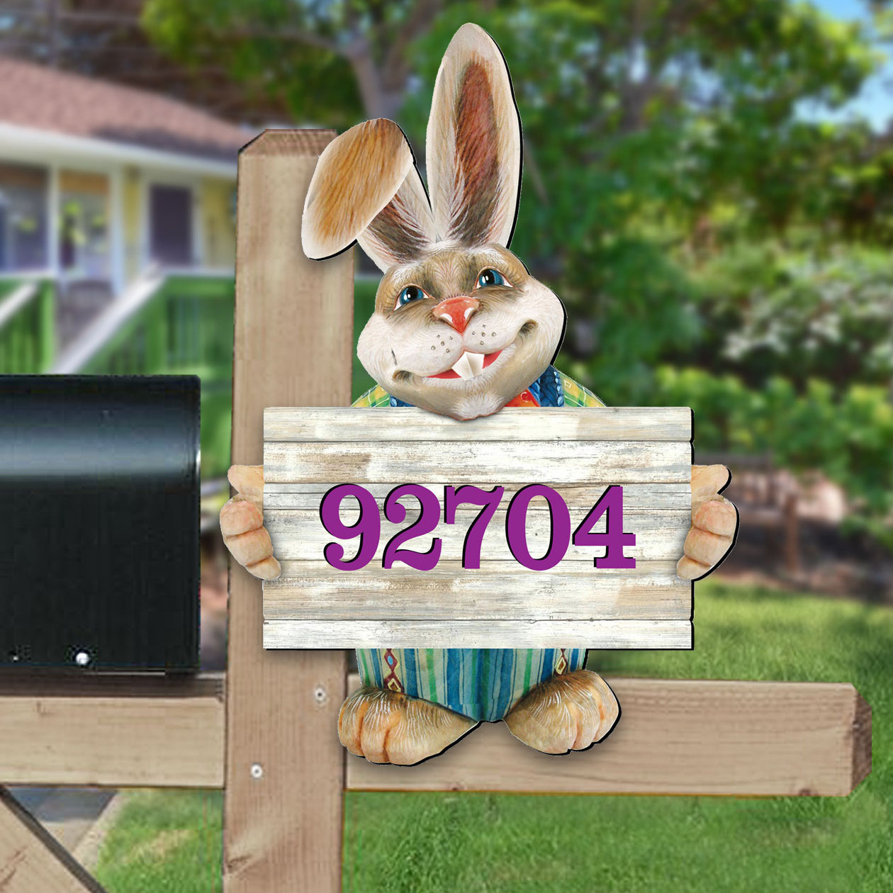 Designocracy Bunny Greeter House Number Plaque House Number Plaque ...