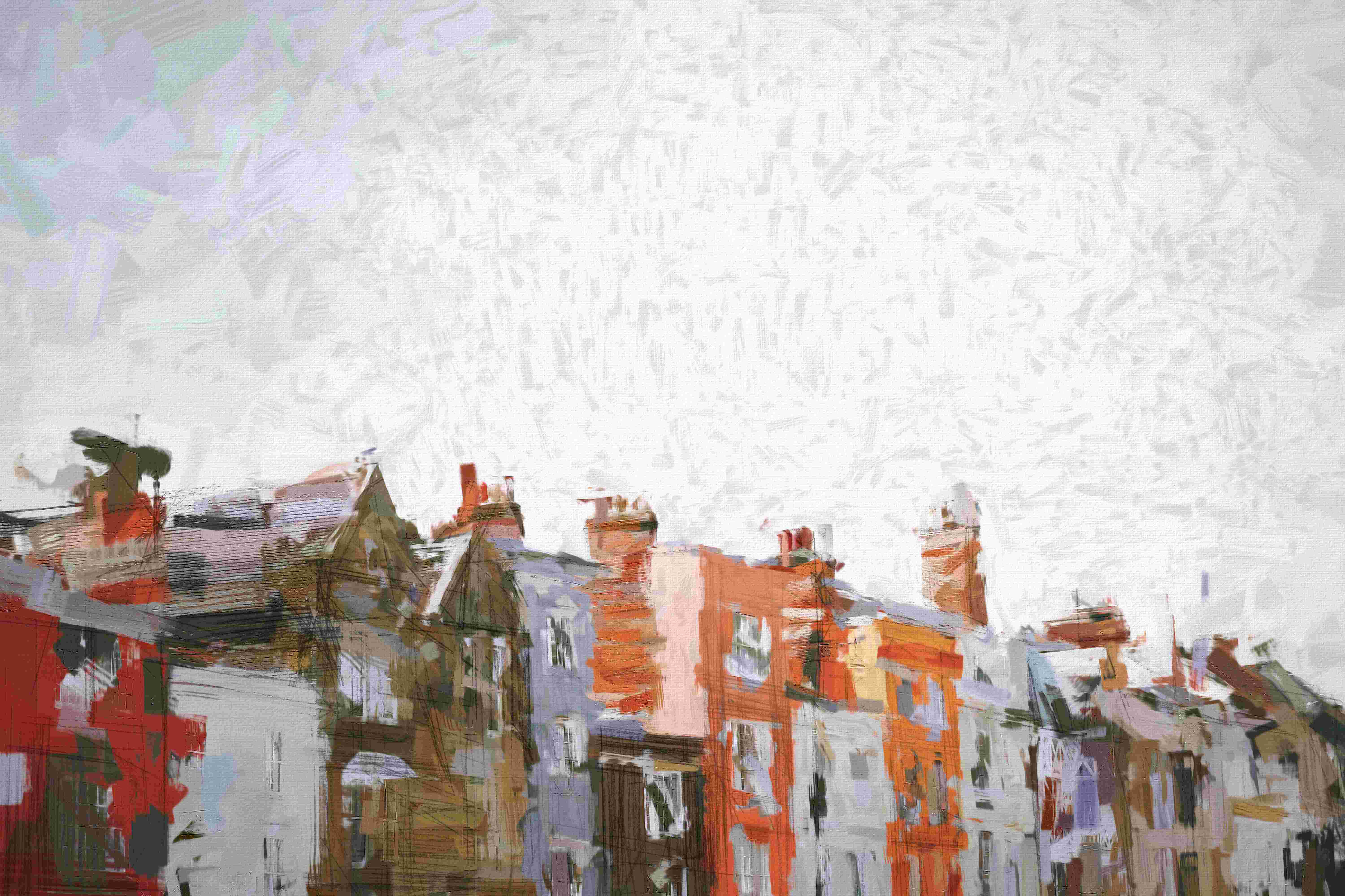 Winston Porter Blotchy Houses - Wrapped Canvas Print | Wayfair