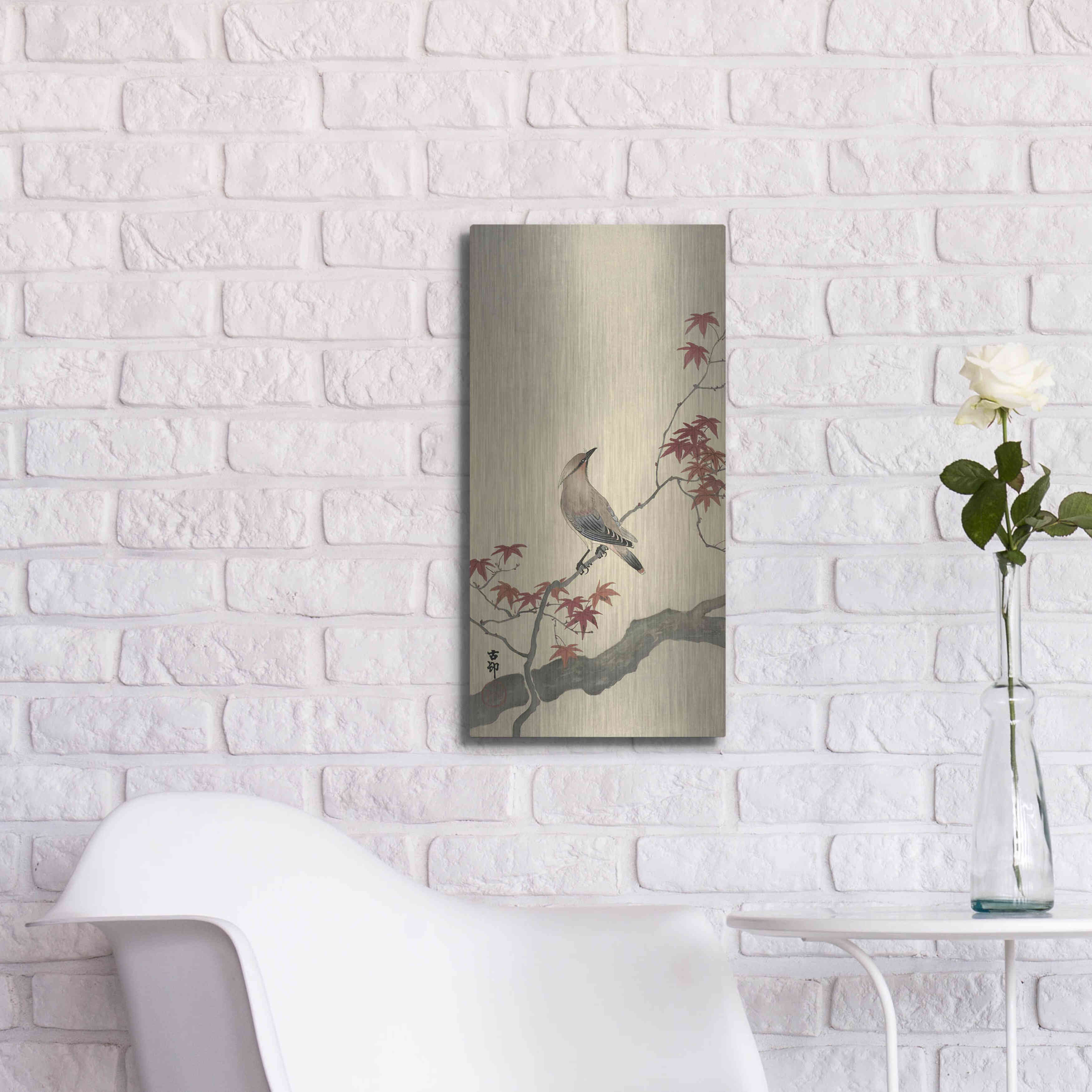 Red Barrel Studio® Luxe Metal Art 'Japanese Waxwing On Maple 19001936 ...