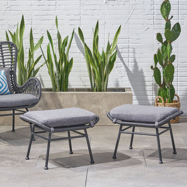 Wade Logan® Ingle Outdoor Ottoman with Cushion & Reviews | Wayfair