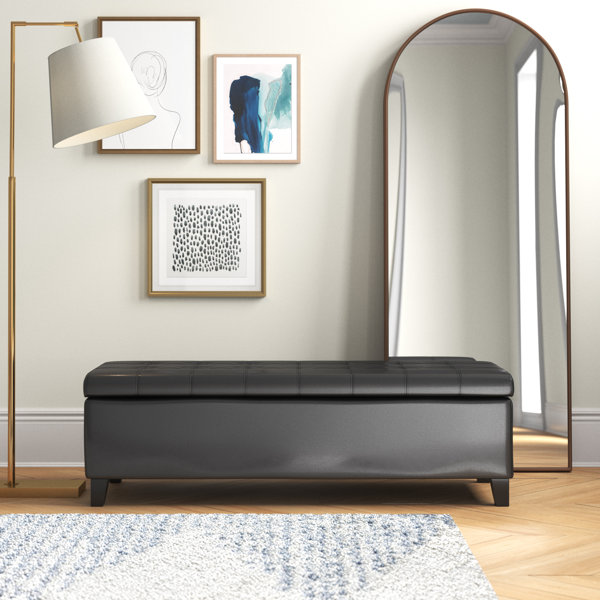Faux-leather-hinged-storage-bench | Wayfair
