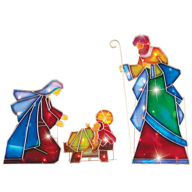The Holiday Aisle® 3 Piece Mosaic Nativity Scene Lawn Figurine Set ...