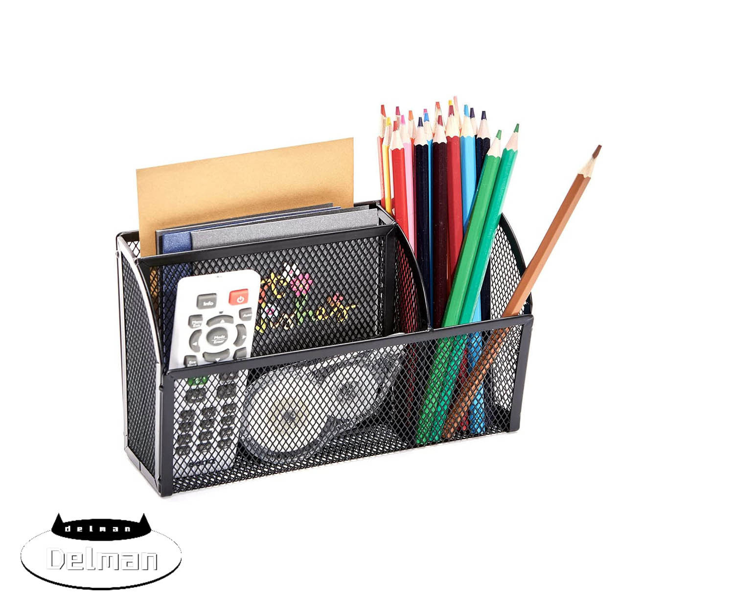 Inbox Zero Kimyetta 3-Grid Metal Mesh Magnetic Organizer Storage Basket ...