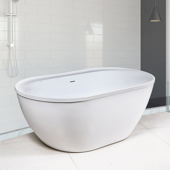 Chevington 60.25'' x 34.75'' Freestanding Air Porcelain Bathtub | Wayfair