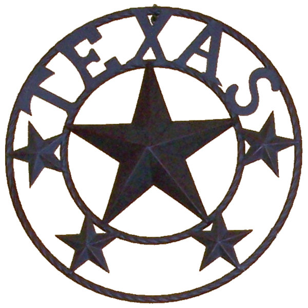 Millwood Pines Texas Circle Sign with Lone Star Accent Metal Circle ...