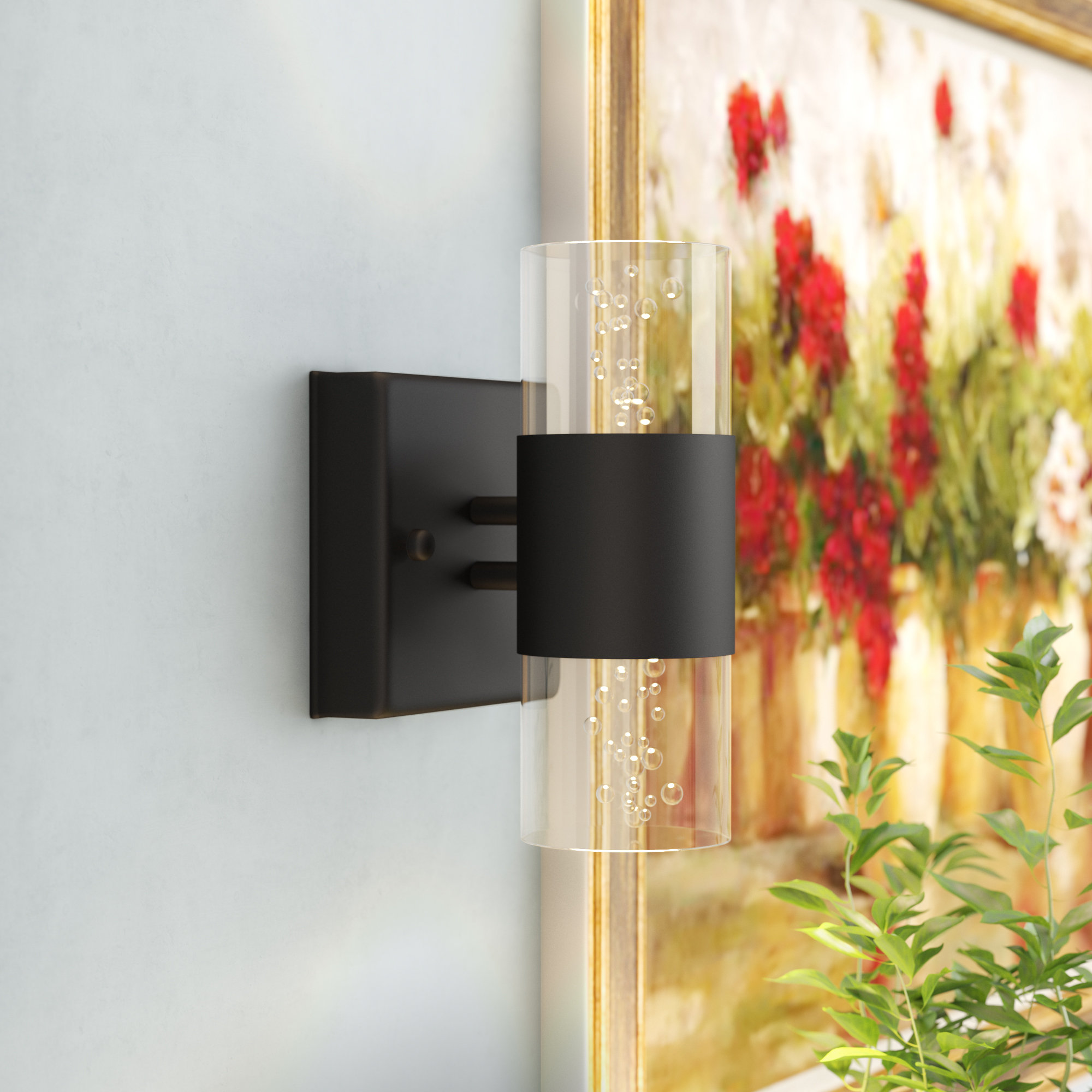 Wrought Studio Heyman Glass LED Armed Sconce & Reviews | Wayfair