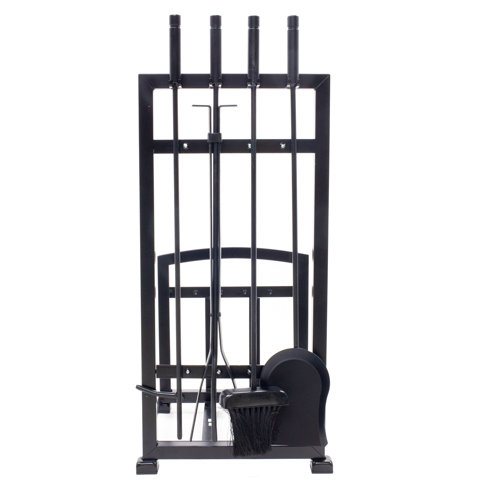 Latitude Run® Adiqa Log Holder 4 Piece Fireplace Tool Set & Reviews ...
