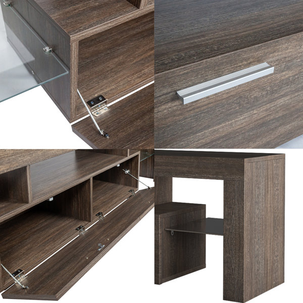 Ivy Bronx Antwann Modern LED TV Stand for 70" TVs, Wood Entertainment ...