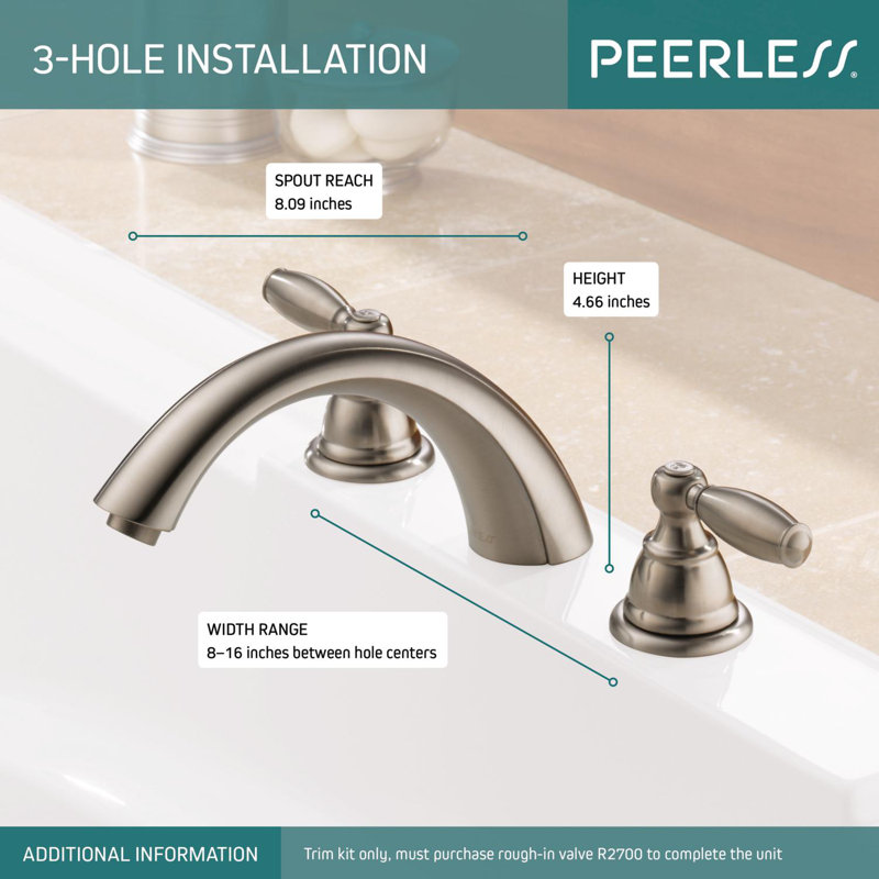 Peerless Faucets Apex 2 Handle Deck Mounted Roman Tub Faucet & Reviews ...