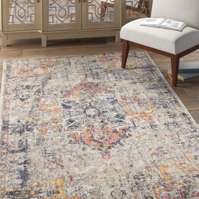 Gracie Oaks Hannahjo Oriental Taupe/Sunset Area Rug & Reviews | Wayfair