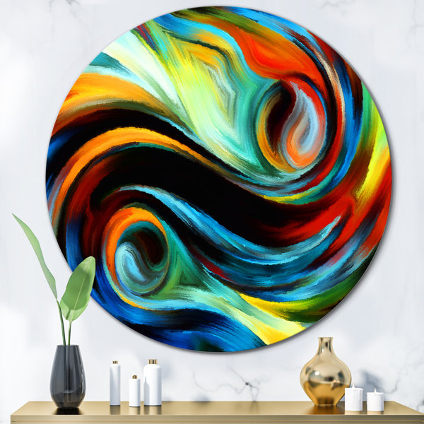 Orren Ellis Blue Red And Yellow Color Dynamics - Unframed Painting on ...