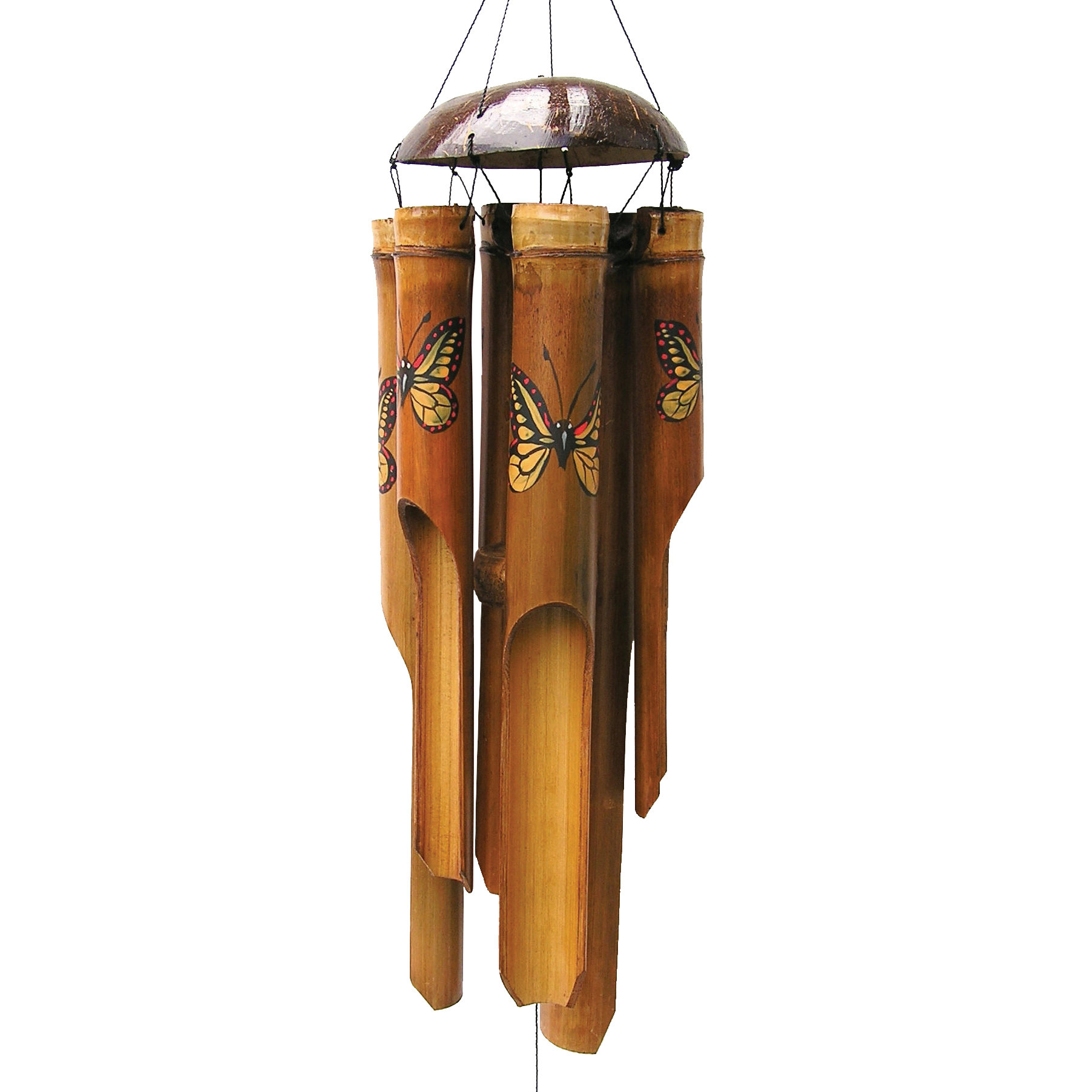 August Grove® Oxley Monarch Butterfly Simple Bamboo Wind Chime ...