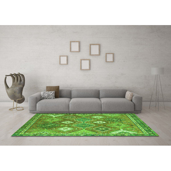 Bungalow Rose Green Machine Washable Rug | Wayfair