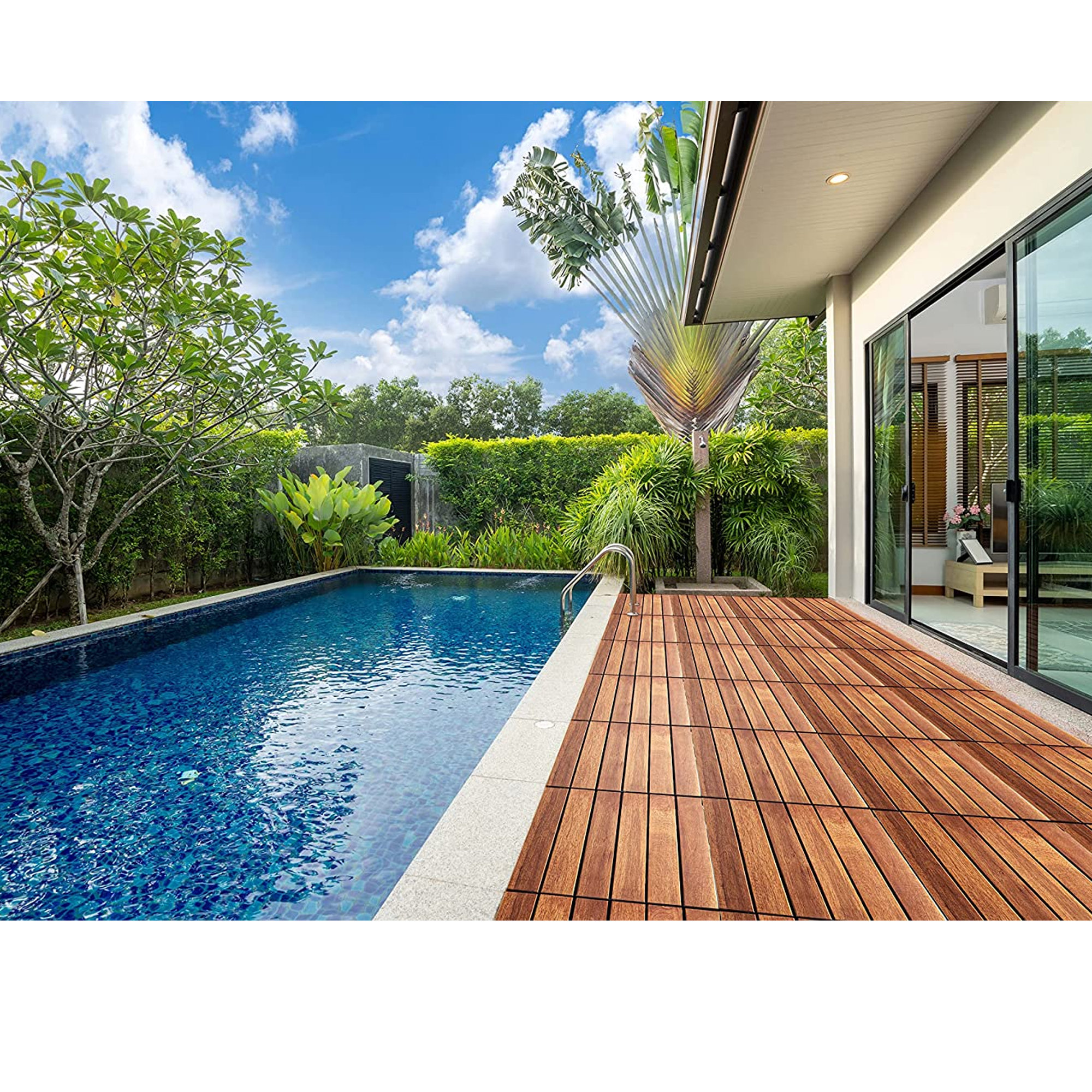ESHOO 12" x 12" Wood Deck Tile in Brown. | Wayfair