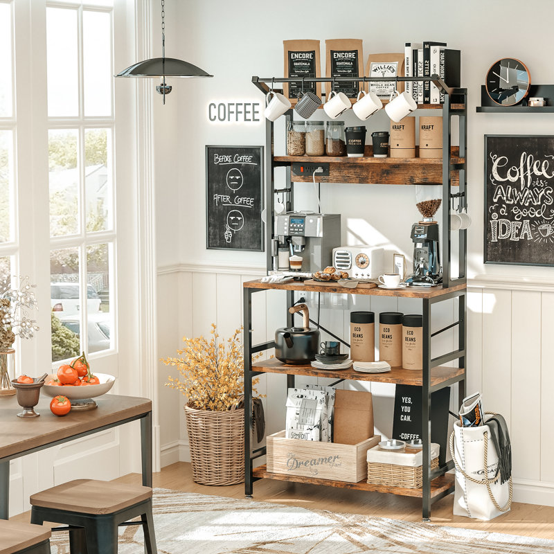 17 Stories Danielsville 31'' Iron Standard Baker's Rack with Microwave ...