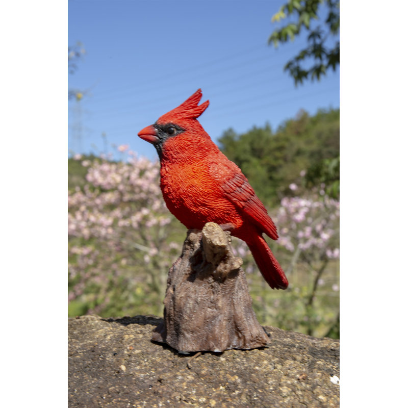 Hi-Line Gift Ltd. Motion Activated Singing Cardinal Standing on Stump ...