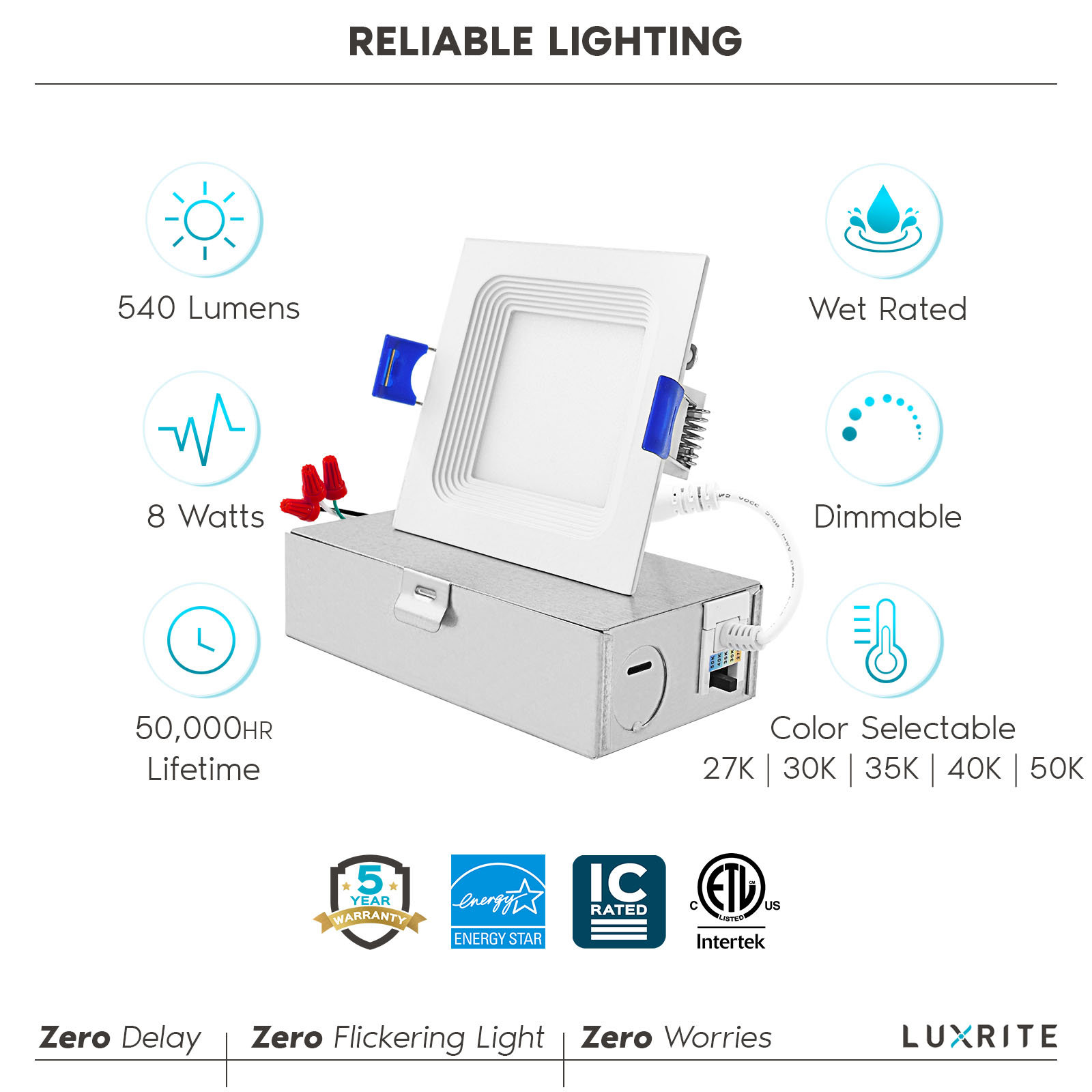 Luxrite 3" Ultra Slim Selectable CCT Remodel IC LED Canless Recessed ...