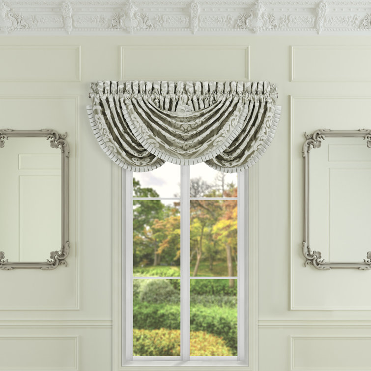 Five Queens Court Damask Tailored 43'' Window Valance in Gray | Wayfair