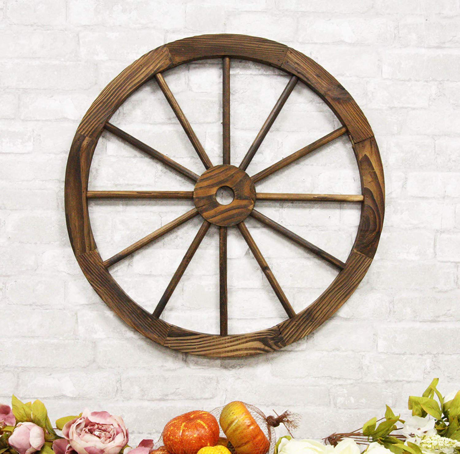 Gracie Oaks Round Wood Cartwheel Wagon Wheel Wall Décor | Wayfair