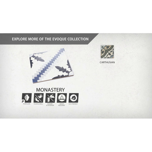 Merola Tile Evoque Monastery 10" x 10" Porcelain Patterned Wall & Floor ...