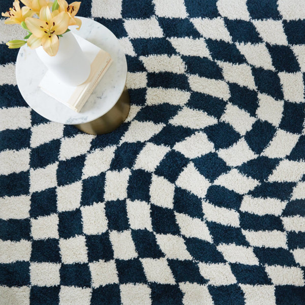 Hashtag Home Aitana Performance Navy/White Rug & Reviews | Wayfair