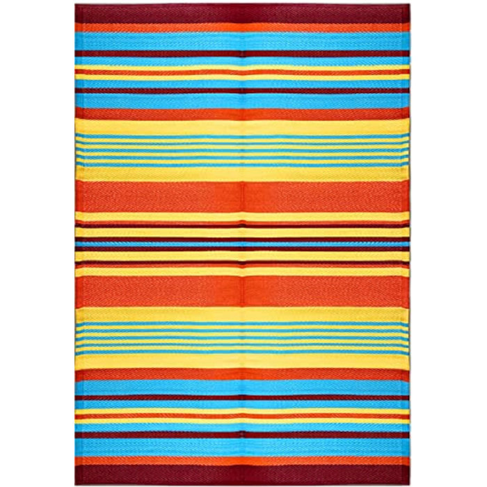 BalajeesUSA Striped Rectangle 9' x 12' Polypropylene Outdoor Plastic ...