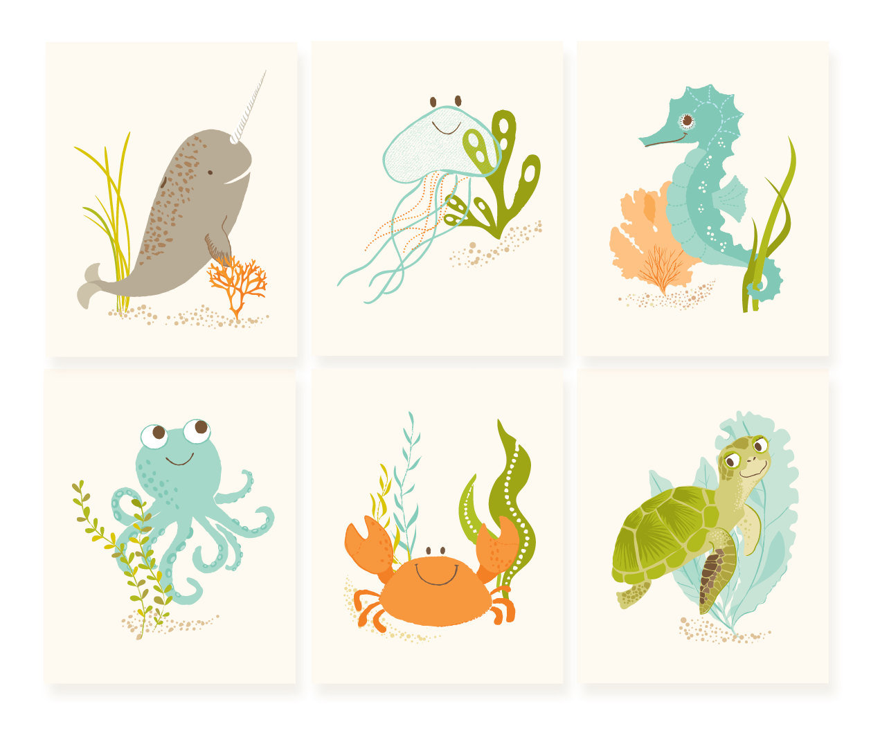 Sea Urchin Studio 6 Piece Ocean Friends Paper Print Set | Wayfair