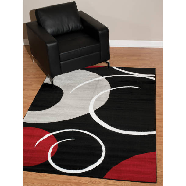 Orren Ellis Gluck Black/Red/Gray Rug & Reviews | Wayfair