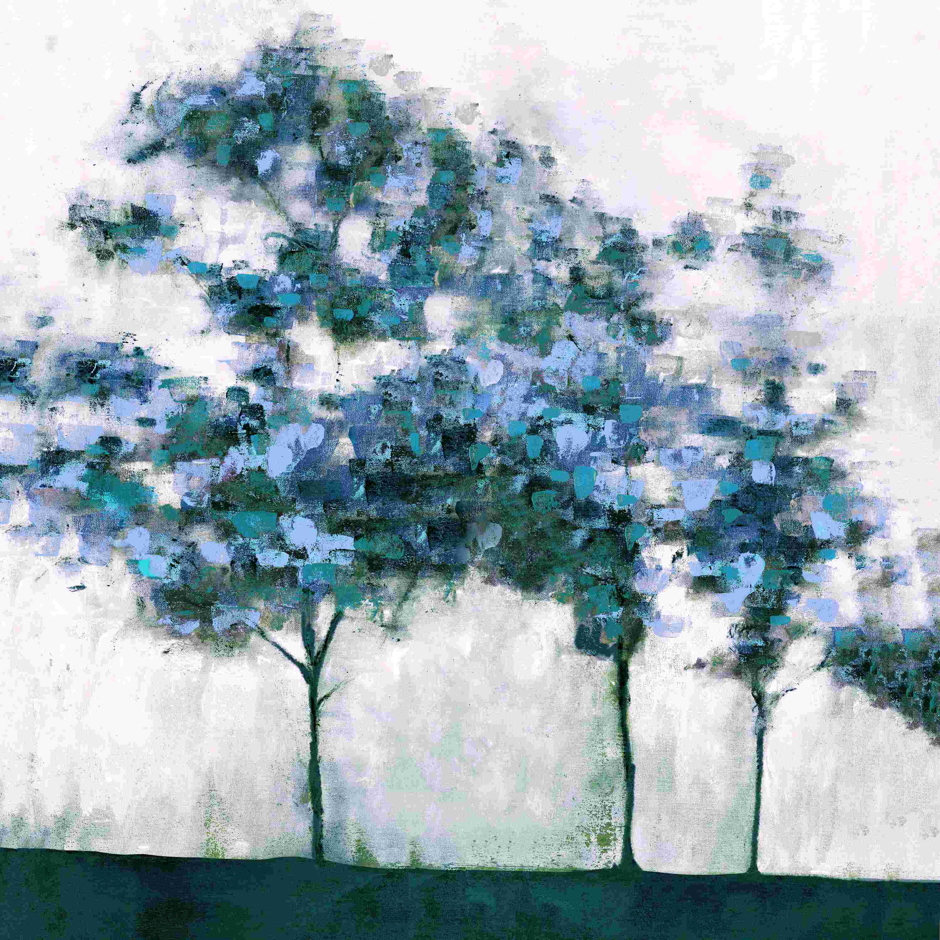 Winston Porter Soft Blue Painted Trees - Wrapped Canvas Print | Wayfair